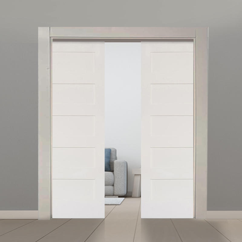 5 Panel Double Converging Pocket Doors - Rustica Custom Doors