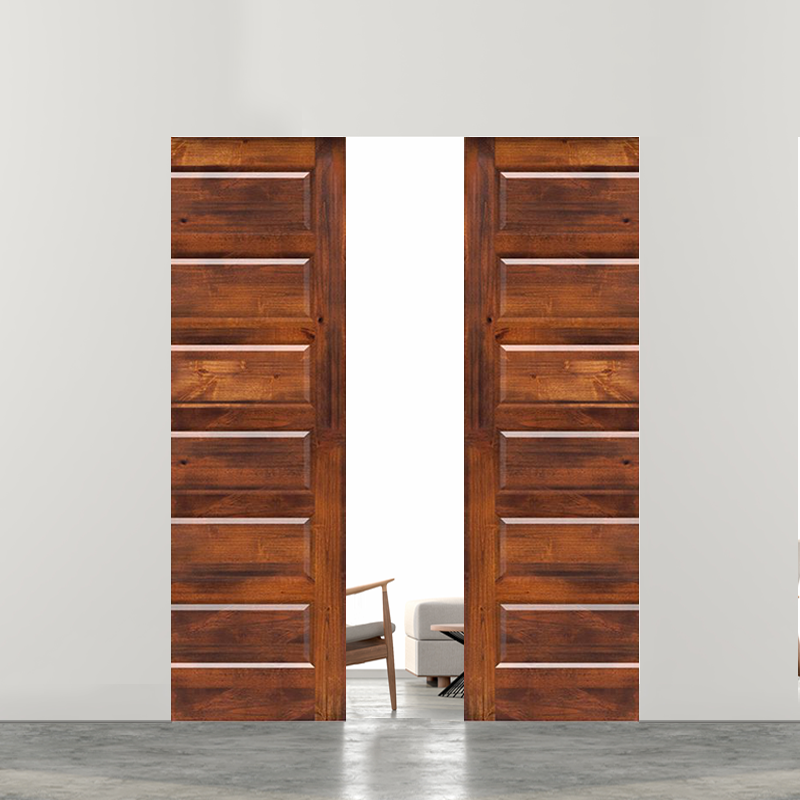 6 Panel Double Converging Pocket Doors - Rustica Custom Doors
