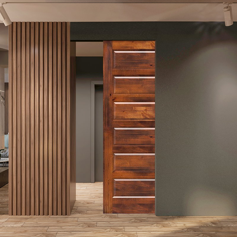 6 Panel Single Pocket Door - Rustica Custom Doors