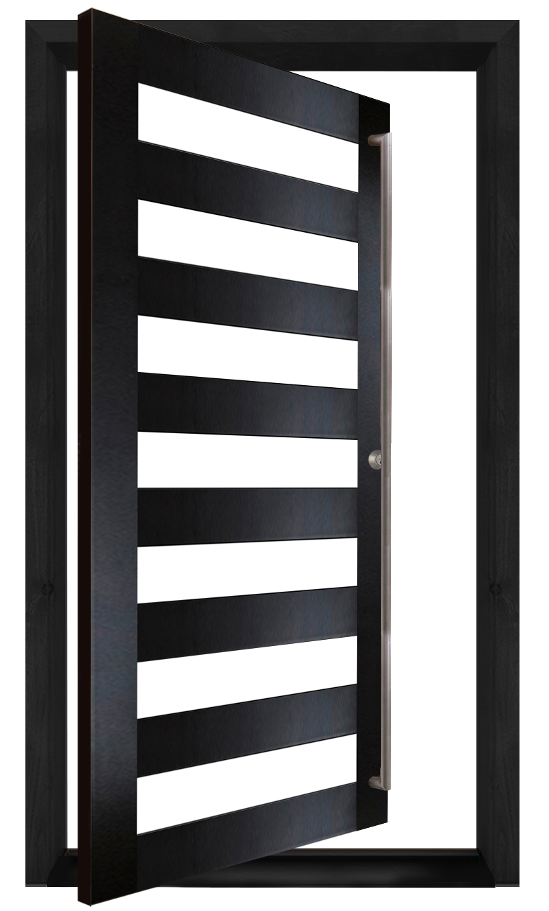 7 Panel Exterior Pivot Door - Rustica Custom Doors