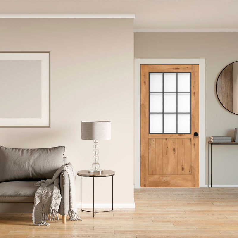 Farmhouse French Half Interior Slab Door - Rustica Custom Doors