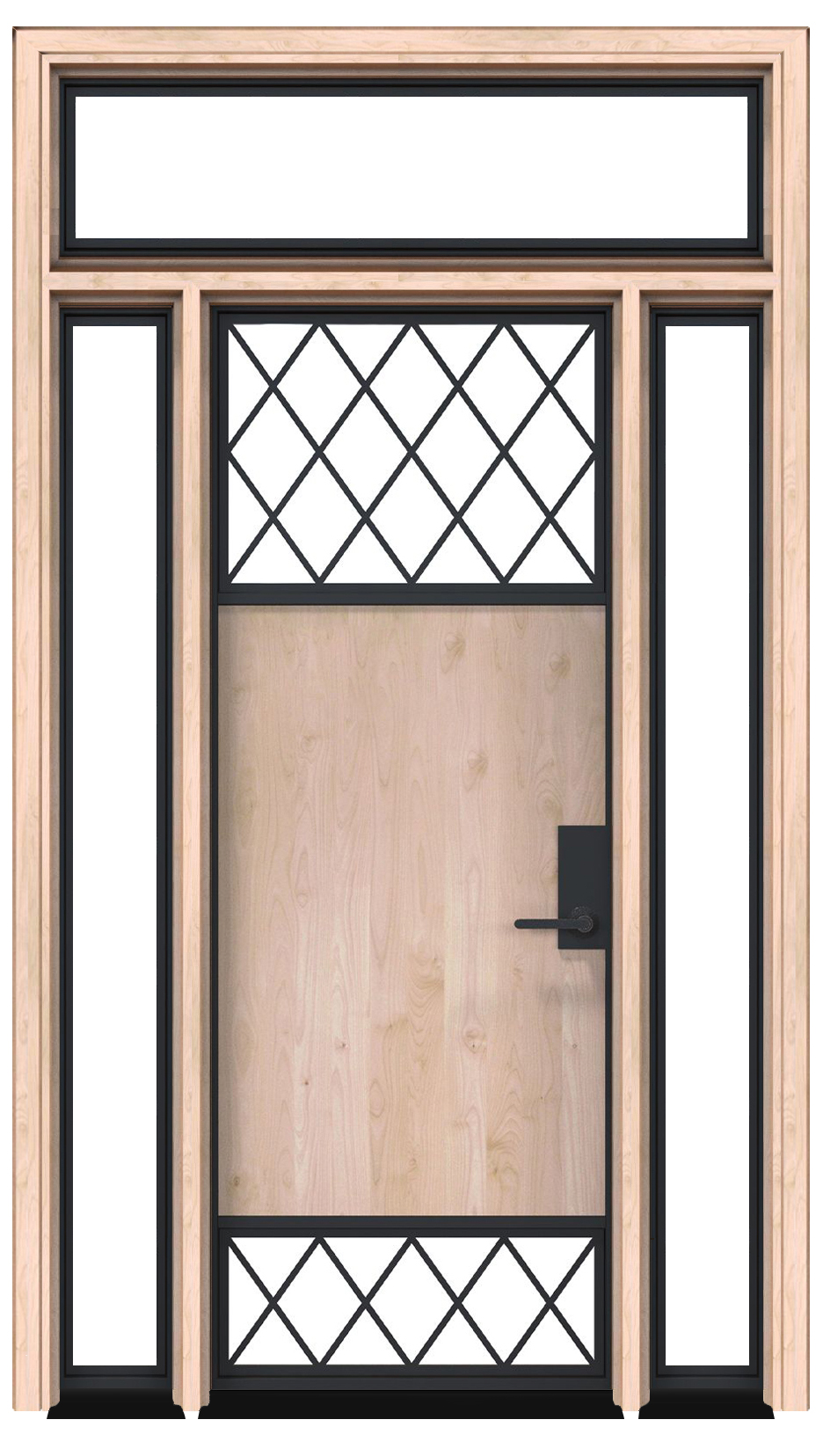 Galley Exterior With Sidelights And Transom Window - Rustica Custom Doors